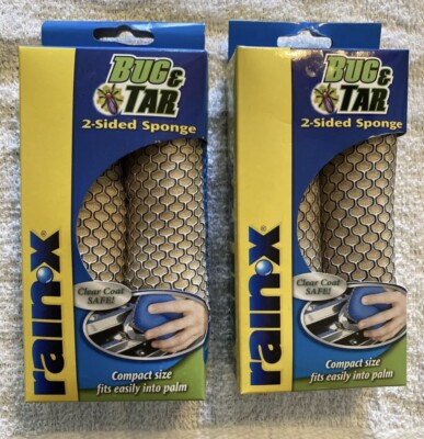 2 Pack Rain X Bug & Tar 2-Sided Sponge Clear Coat Safe Compact Size ...