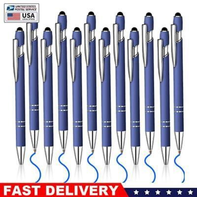12 Pcs Blue Ink Ballpoint Pen with Stylus Tip, 1.0 mm Metal Pen Stylus ...