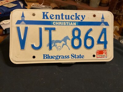 Kentucky "Bluegrass State" License Plate Christian County VJT 864 1997 ...