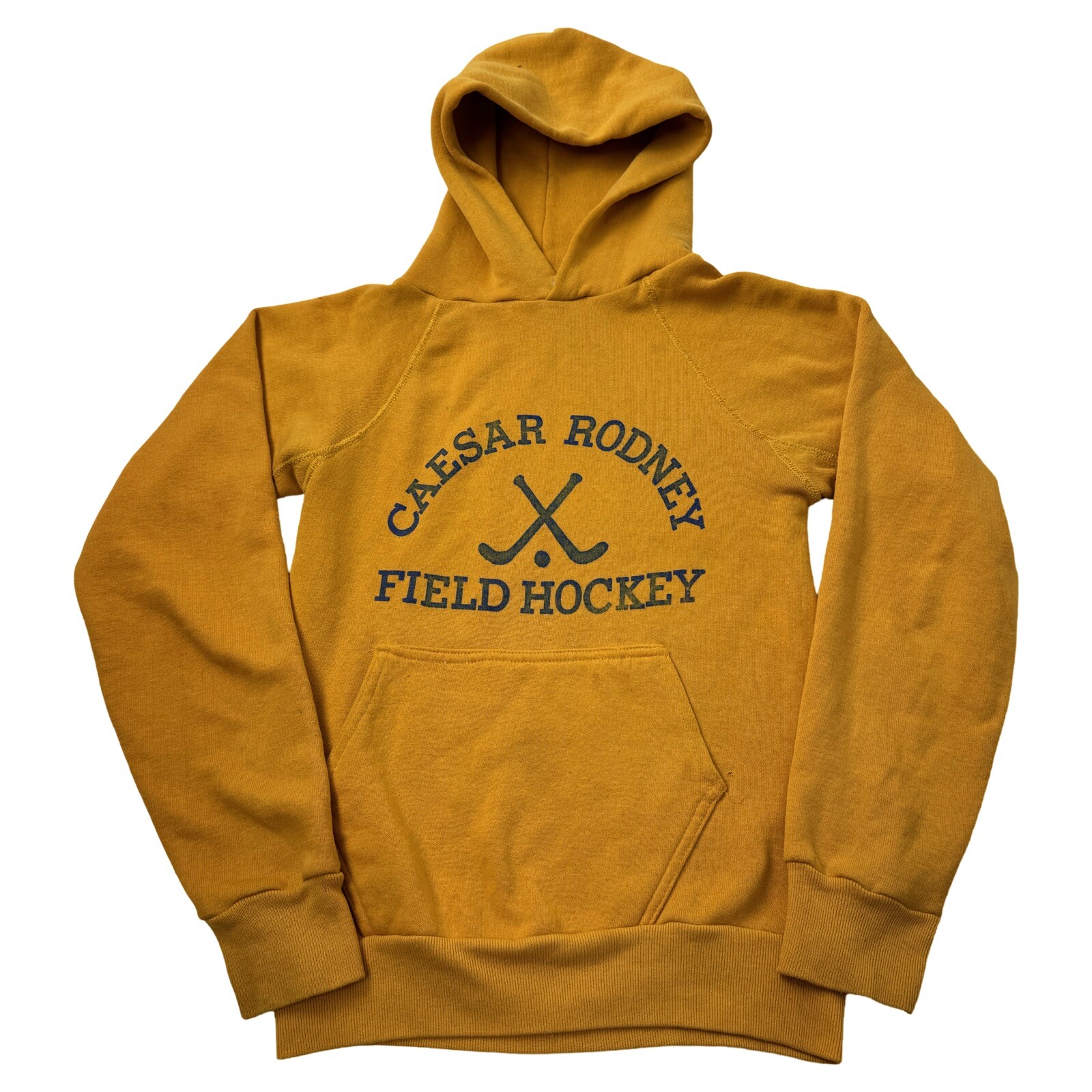 Vintage 70’s 60’s Hoodie Yellow Caesar Rodney Field H… - Gem