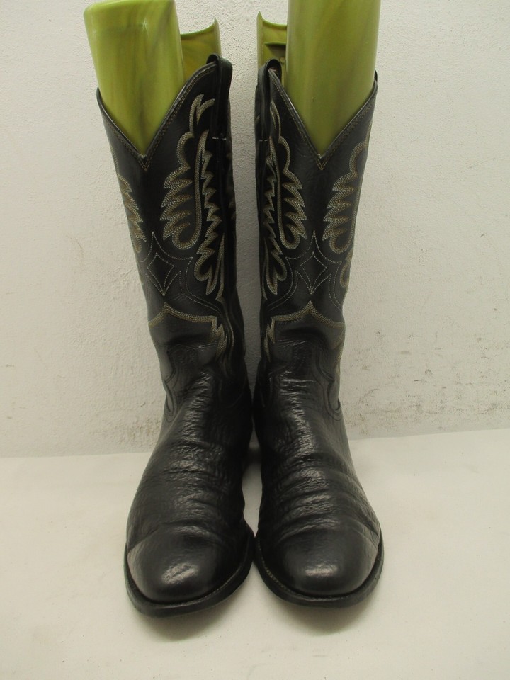 JUSTIN Mens Size 8 D Cowboy Boots Black Leather Style 8567 | eBay