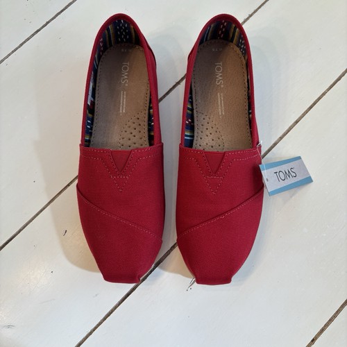 Toms Canvas Alpargata Classic Shoes Women’s 7.5 Red Slip On NEW | eBay
