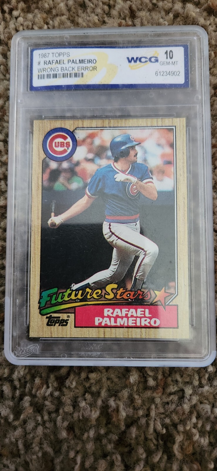 1987 Topps ERROR Rafael Palmeiro ROOKIE #634 Wrong Back Rod Scurry 10 ...