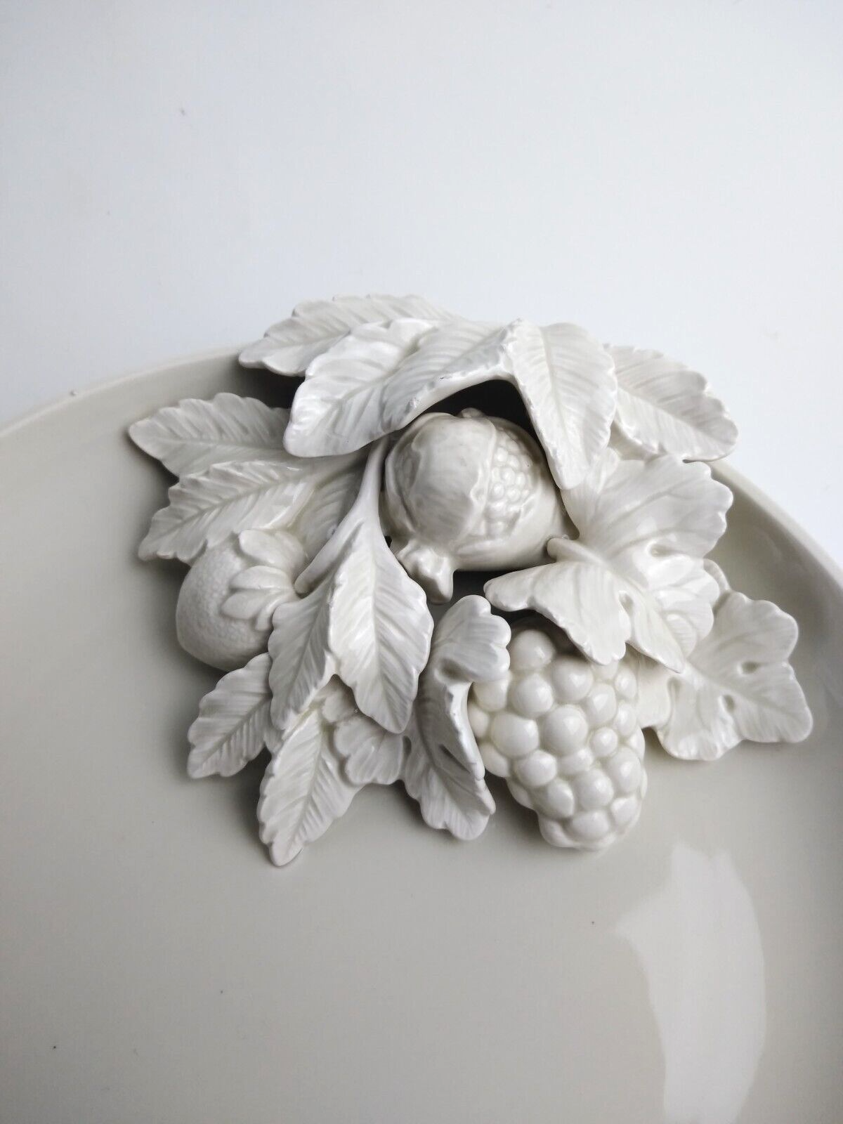 Vintage Fitz & Floyd White Ivory Serving Plate 3D Fruits & Leafs 1977 ...