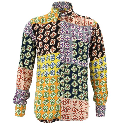 Regular Fit Long Sleeve Shirt Loud Originals Patchwork Abstract Shapes ...