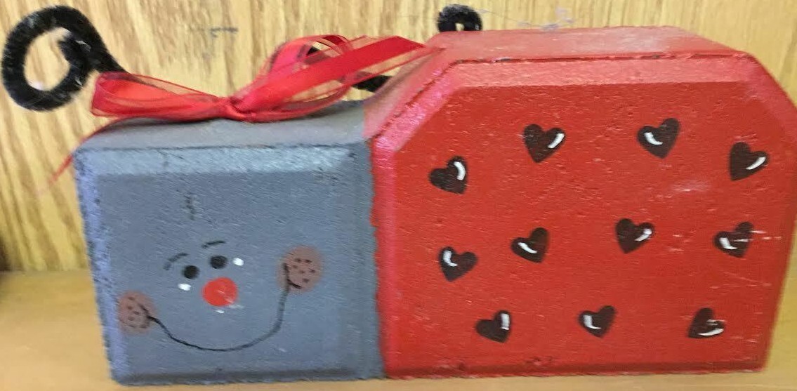 Ladybug Painted Cinder Block