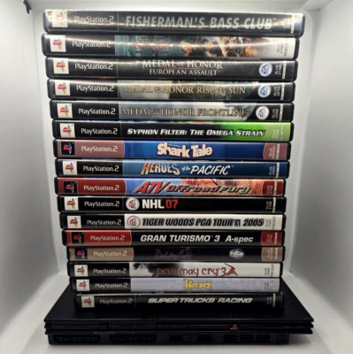 Sony Playstation 2 PS2 Slim Black Console System SCPH-79001 Tested With ...