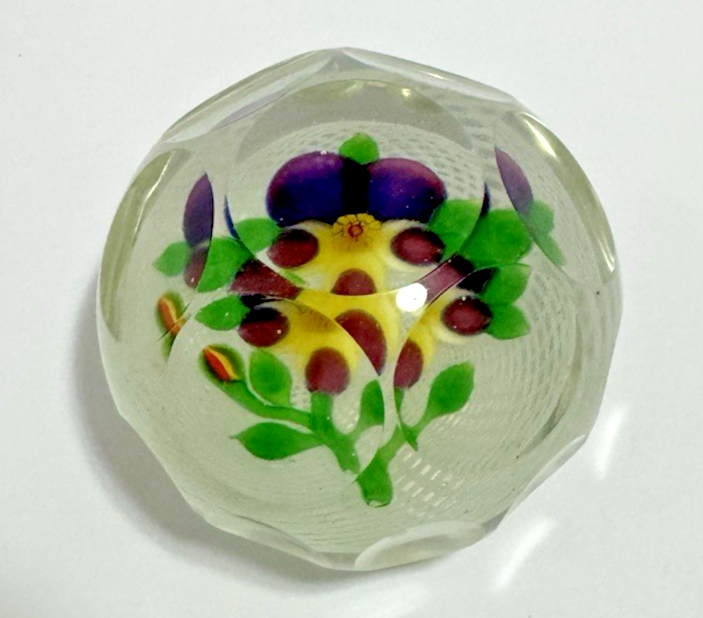 Antique French? Chinese?Pansy Paperweight Lampwork Faceted 3" diam. | eBay