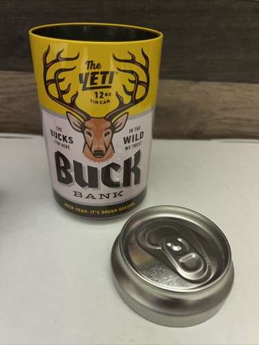 The Yeti 12oz Tin Beer Soda Can Buck Bank Collectible Safe Stash ...