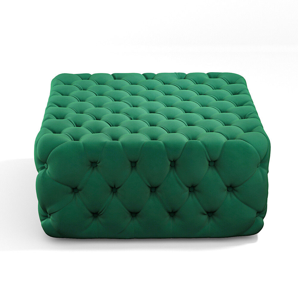 Extra Large Chesterfield Tufted Velvet Square Round Footstool Pouffe ...