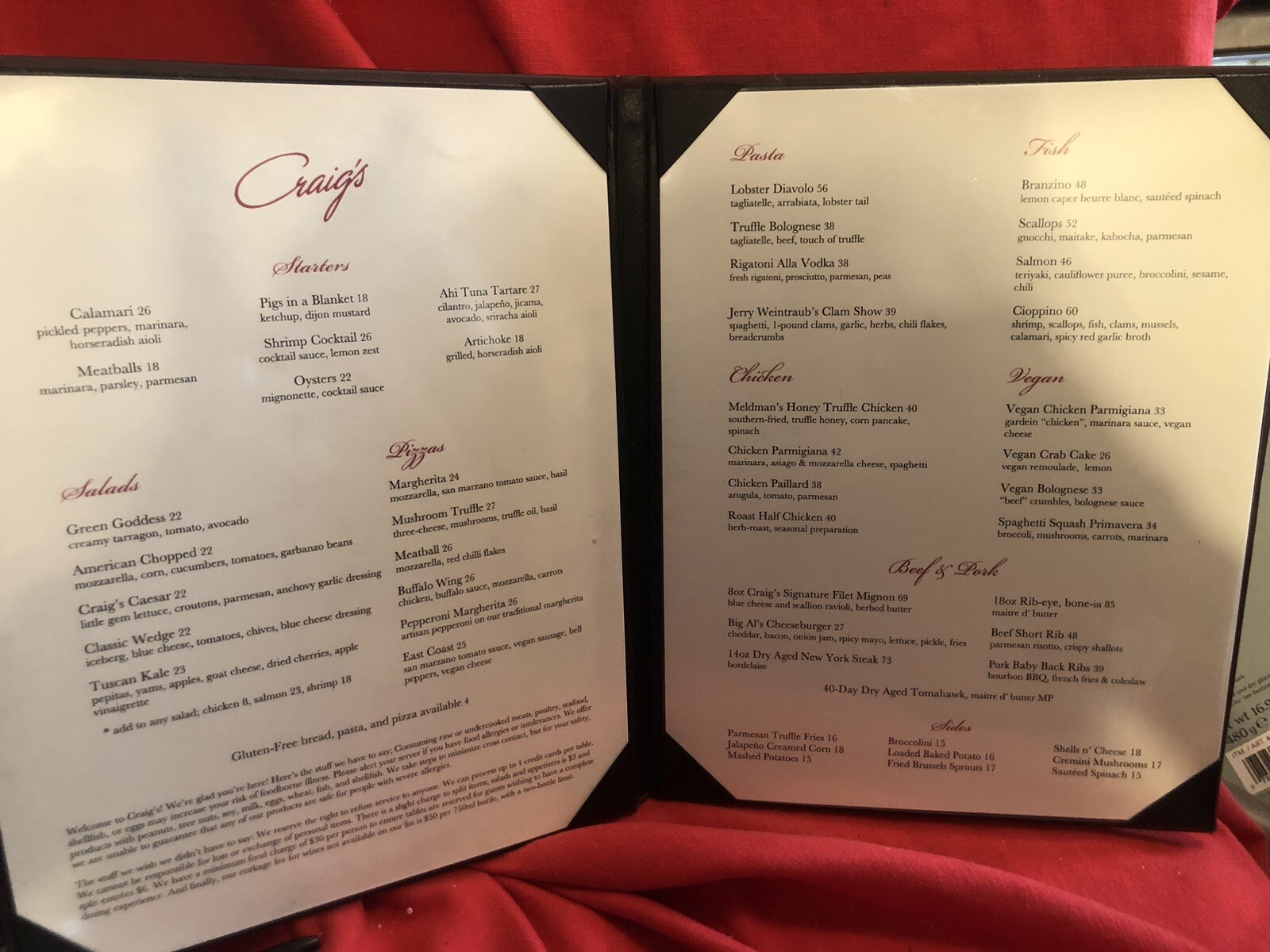 CRAIG’S Restaurant MENU | eBay