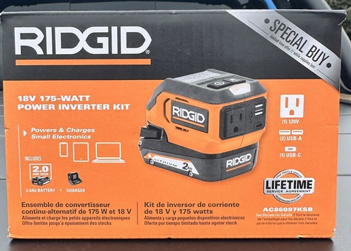 18V RIDGID Cordless AC Inverter Kit with 2.0 Ah Lithium-Ion Battery and ...