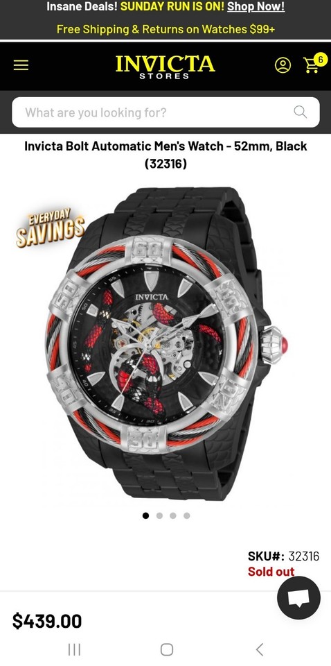 Invicta Bolt King Snake 52mm Automatic Limited Edition Mens Watch 32318 ...