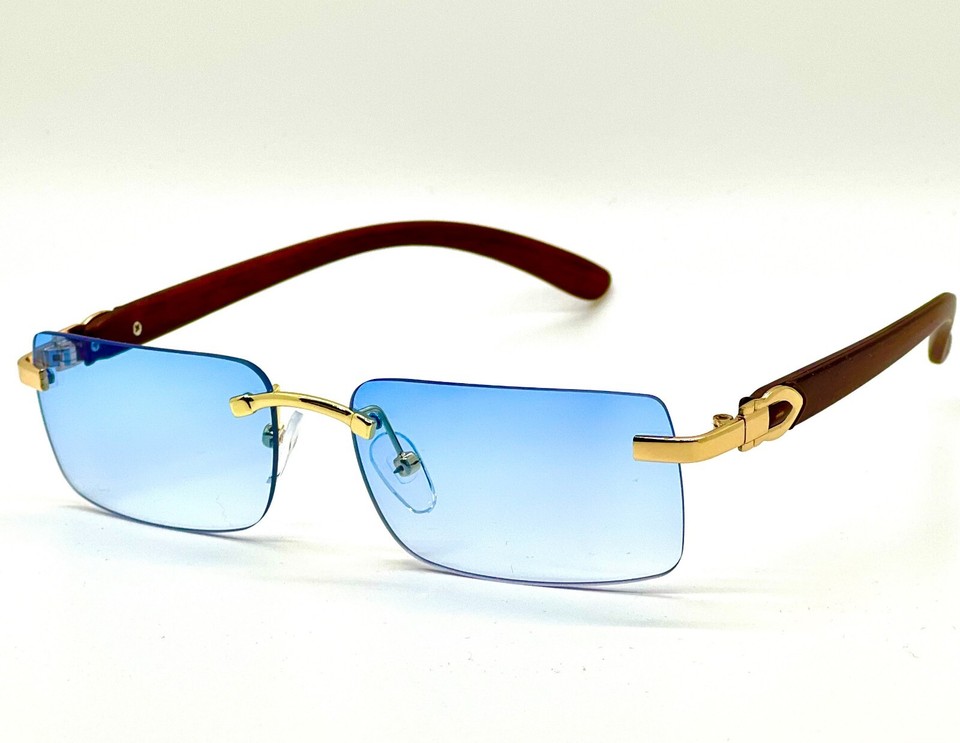 Mens CLASSY Style Wood Buffs Vintage Square Style Clear Marble Lens Eye ...