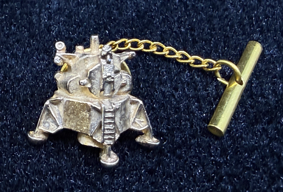 Vintage Apollo Lunar Landing Space Module Gold Tone Tie Pin Tack NASA ...
