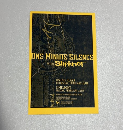 Vintage Slipknot NYC Flyer 2000 One Minute Silence Metallica Slayer ...