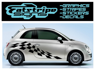 CHECKER FLAG CAR VINYL GRAPHICS DECALS STICKERS to fit FIAT BMW FORD ...