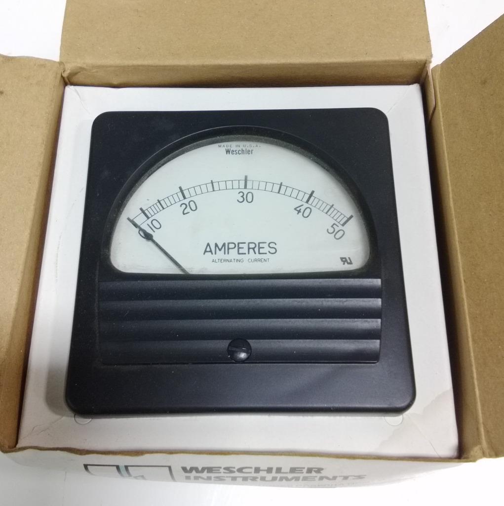 WESCHLER INSTRUMENTS 0-50 AMPERES PANEL METER RA-371 / 291B292A12 for ...