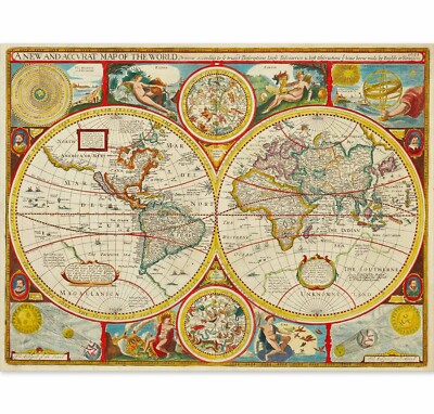 1651 Historic John Speed Old World Map Accurat Map 17th Century 24x18 ...