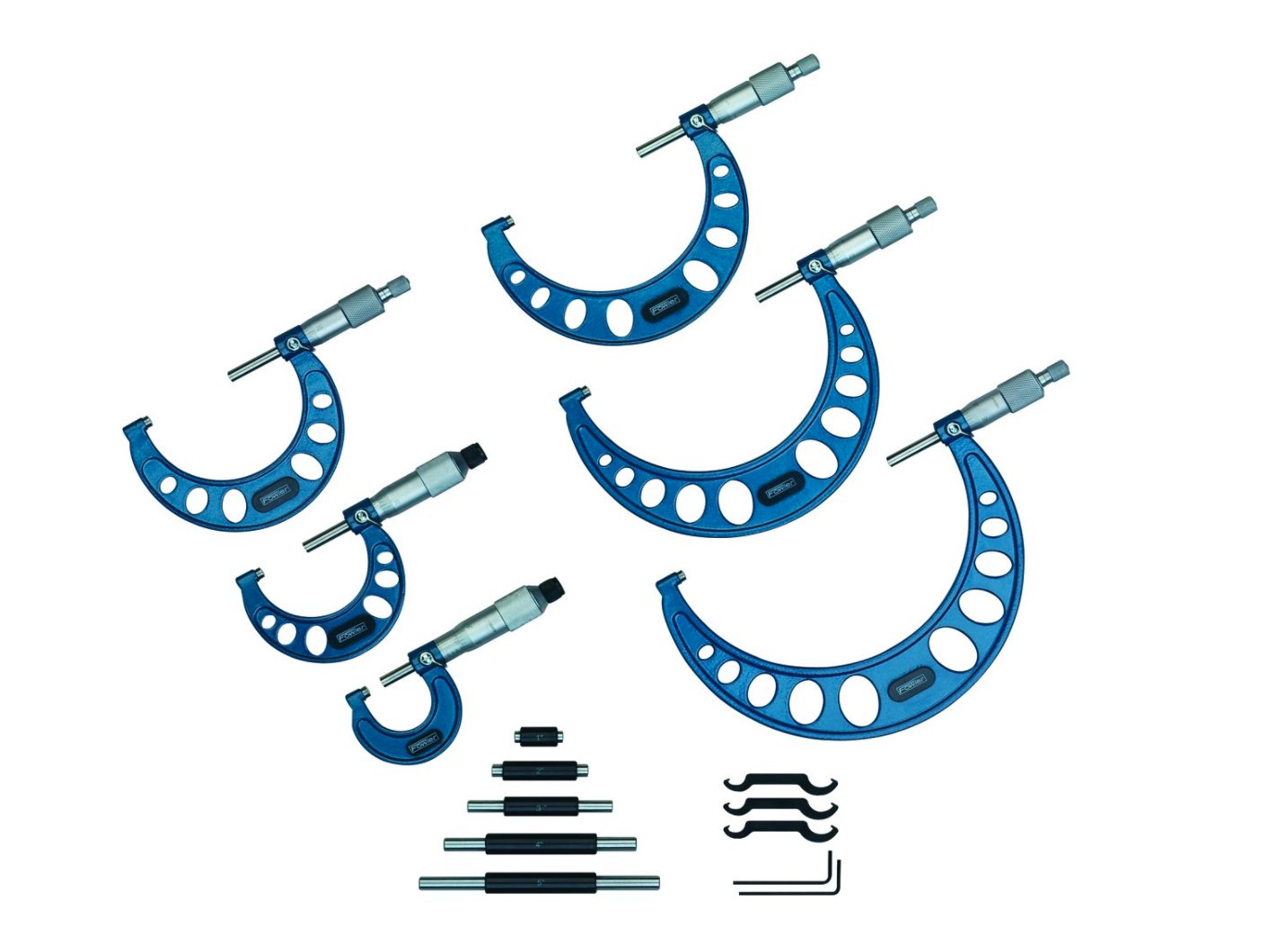 Fowler 52-217-150-1 Metric OD Micrometer Set, 0-150mm Range, 0.01mm ...