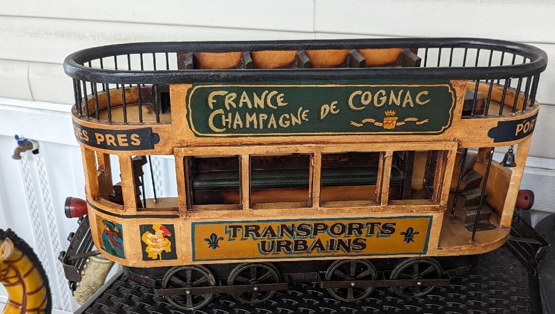 Rare Vintage 1930s Wood & Cast Iron French Double Decker Street Trolley ...