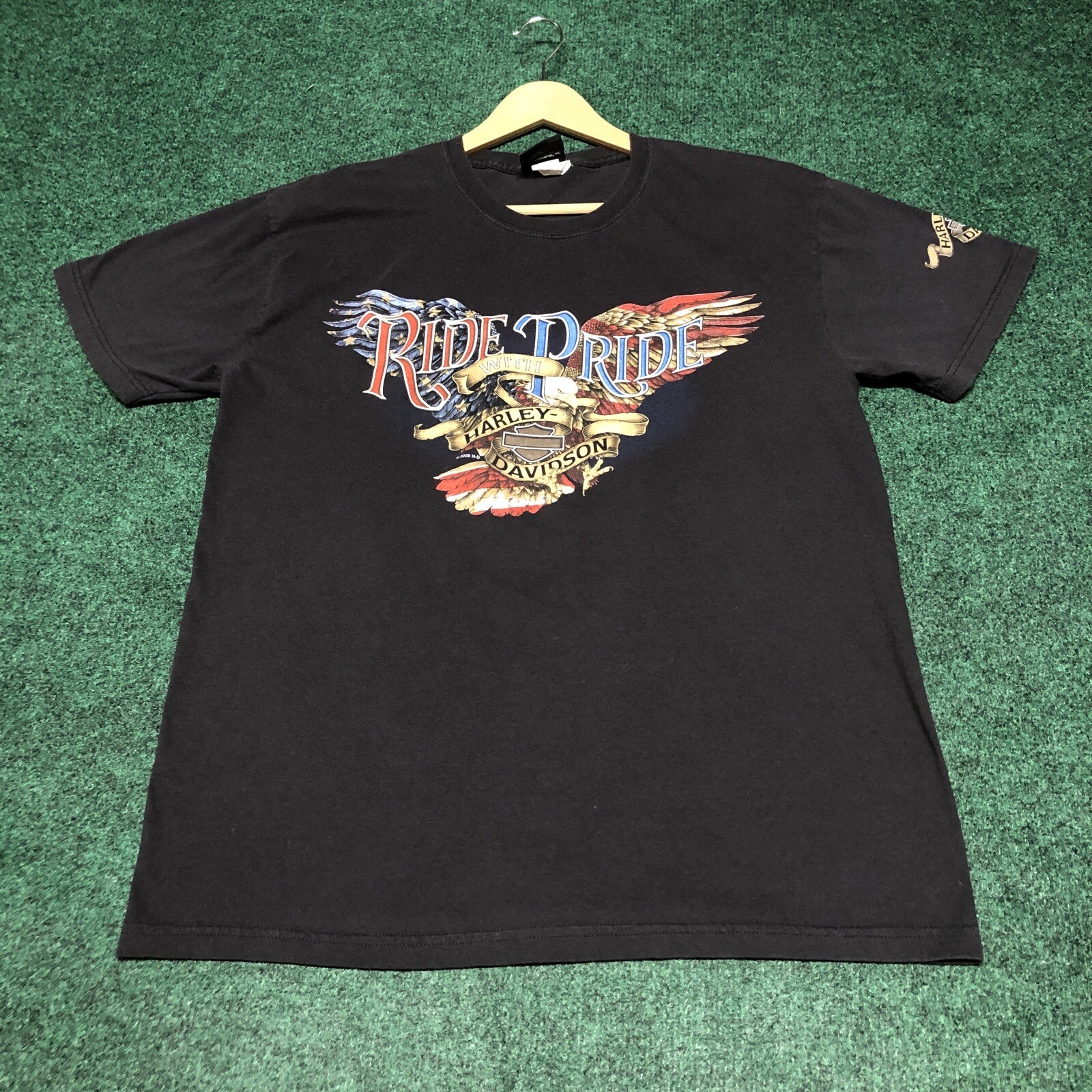 Harley Davidson Ride With Pride Eagle Flag T-Shirt L … - Gem