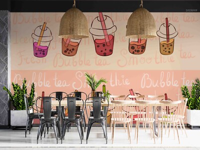 3D Bubble Milk Tea Background Wall Murals Wallpaper Murals Wall Sticker ...