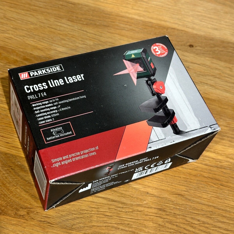Parkside Cross Line Laser Self-Levelling Level 360° Universal Removable ...