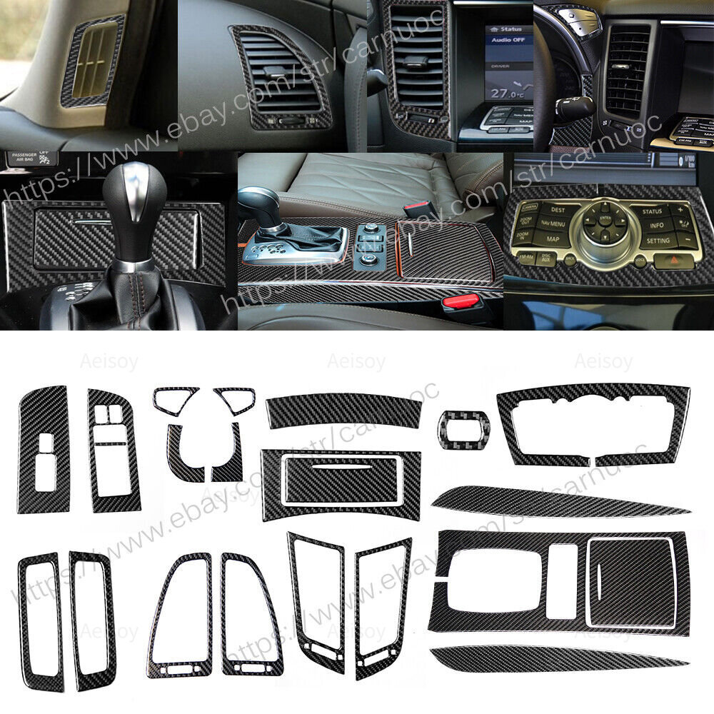 22Pcs For Infiniti FX35 FX37 FX50 QX70 09-17 Carbon Fiber Full Interior ...