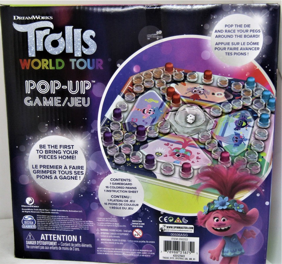 Dreamworks Trolls World Tour Pop Up Board Game Spin Master Games302 | eBay