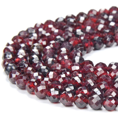 Natural Red Garnet Gemstone Micro Faceted Round 4MM 5MM Loose Beads 15 ...