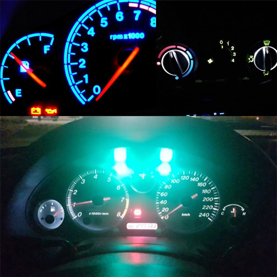 50x T5 B8.4D LED Car Dash Indicator Gauge Light Bulb Blue Amber Red ...