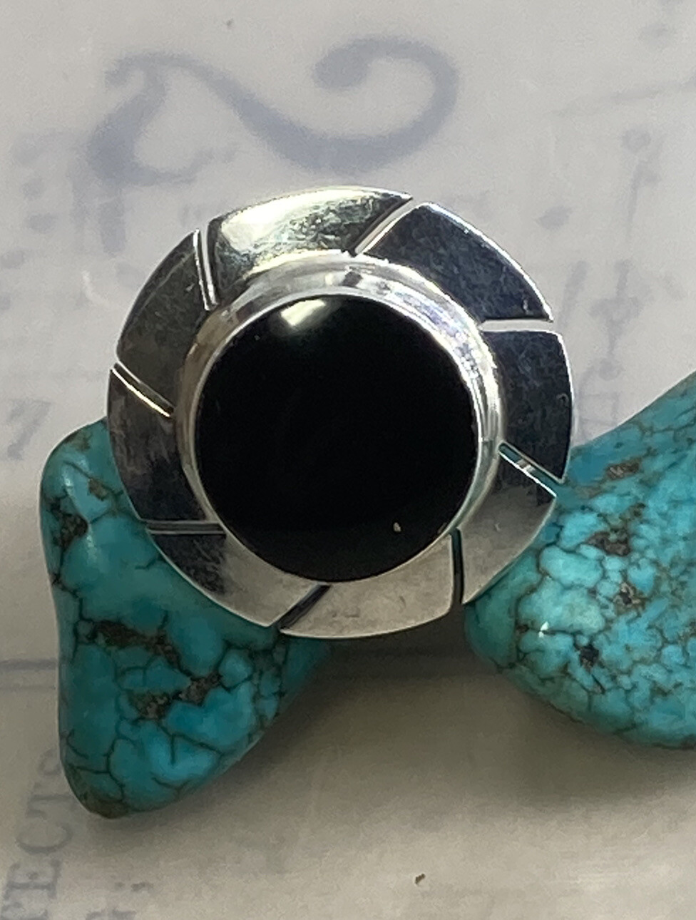 Handmade SW Slit Edge Round Onyx 925 Sterling Split S… - Gem