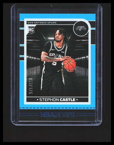 2024-25 Stephon Castle Rookie Card NBA Hoops Teal /175 #234 San Antonio ...