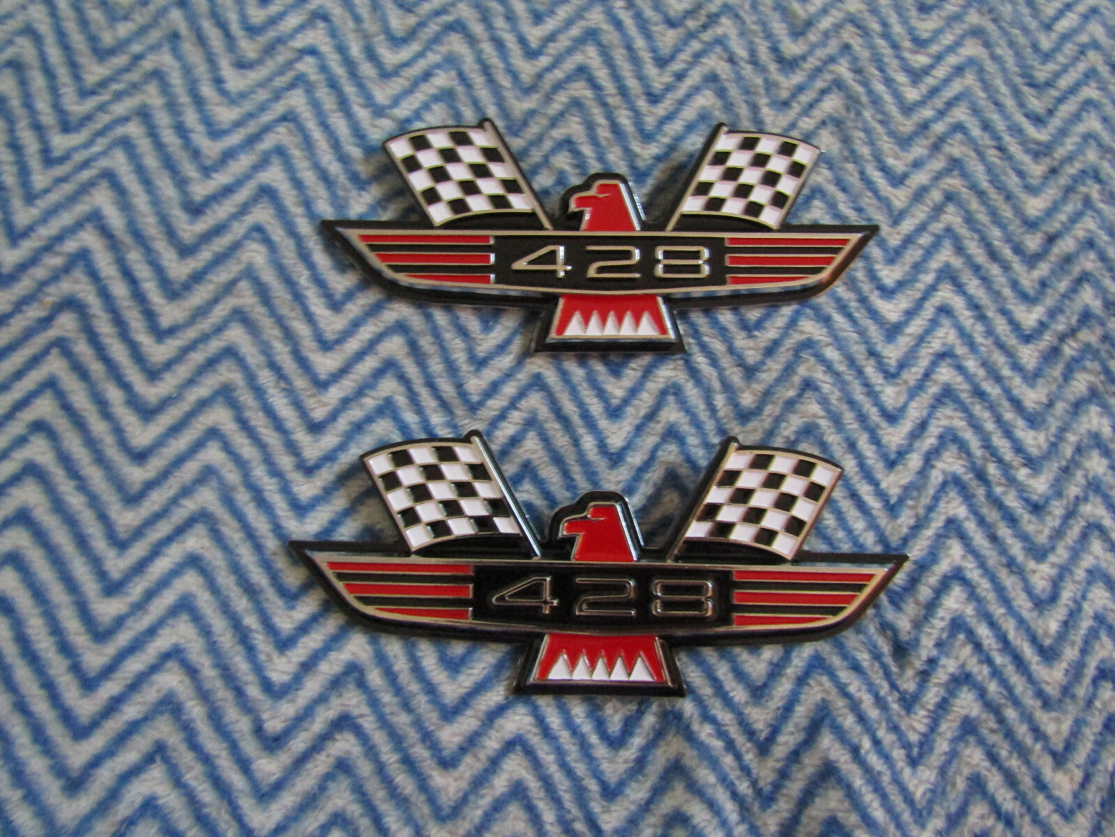 1962 1963 FORD GALAXIE EAGLE FRONT FENDER EMBLEMS BADGES "428" RED SET ...