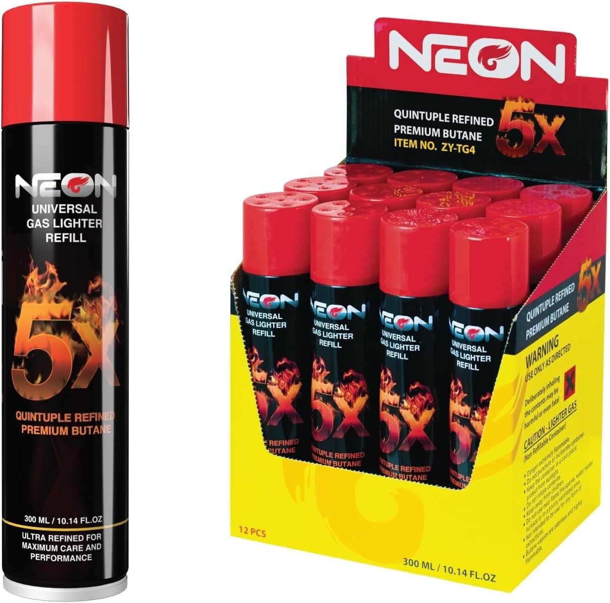 10 Can Neon 5X Refined Butane Lighter Gas Fuel Refill 300 mL Cartridge ...