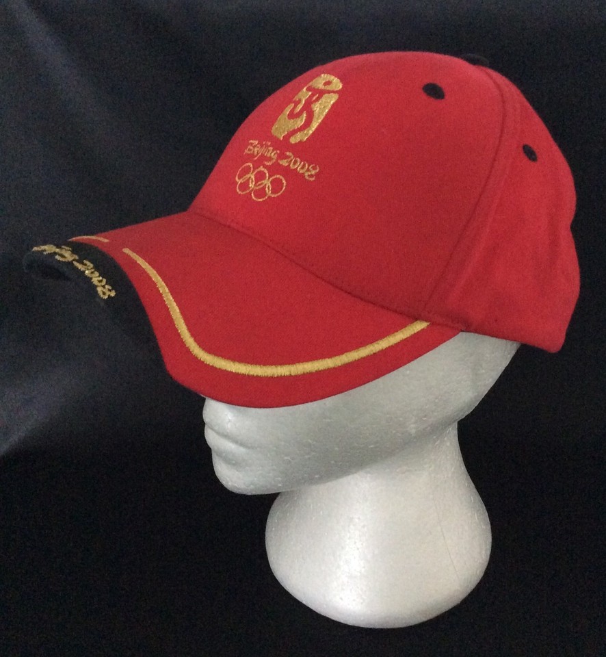 Red Black & Gold 2008 Beijing Olympics Souvenir Ball Cap Adjustable ...