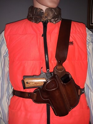 1911 Leather Chest Holster Rig w/Extra Magazine Carry (Right Hand) | eBay