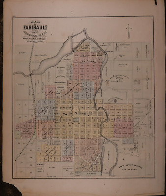 1874 Plat Map ~ City of FARIBAULT, RICE County, MINNESOTA / RICE Co. on ...