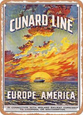 METAL SIGN - 1920 Cunard Line Europe America Vintage Ad | eBay