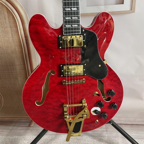 Red ES-335 Electric Guitar Edition Cherry Red Bigsby Bridge Quilted ...