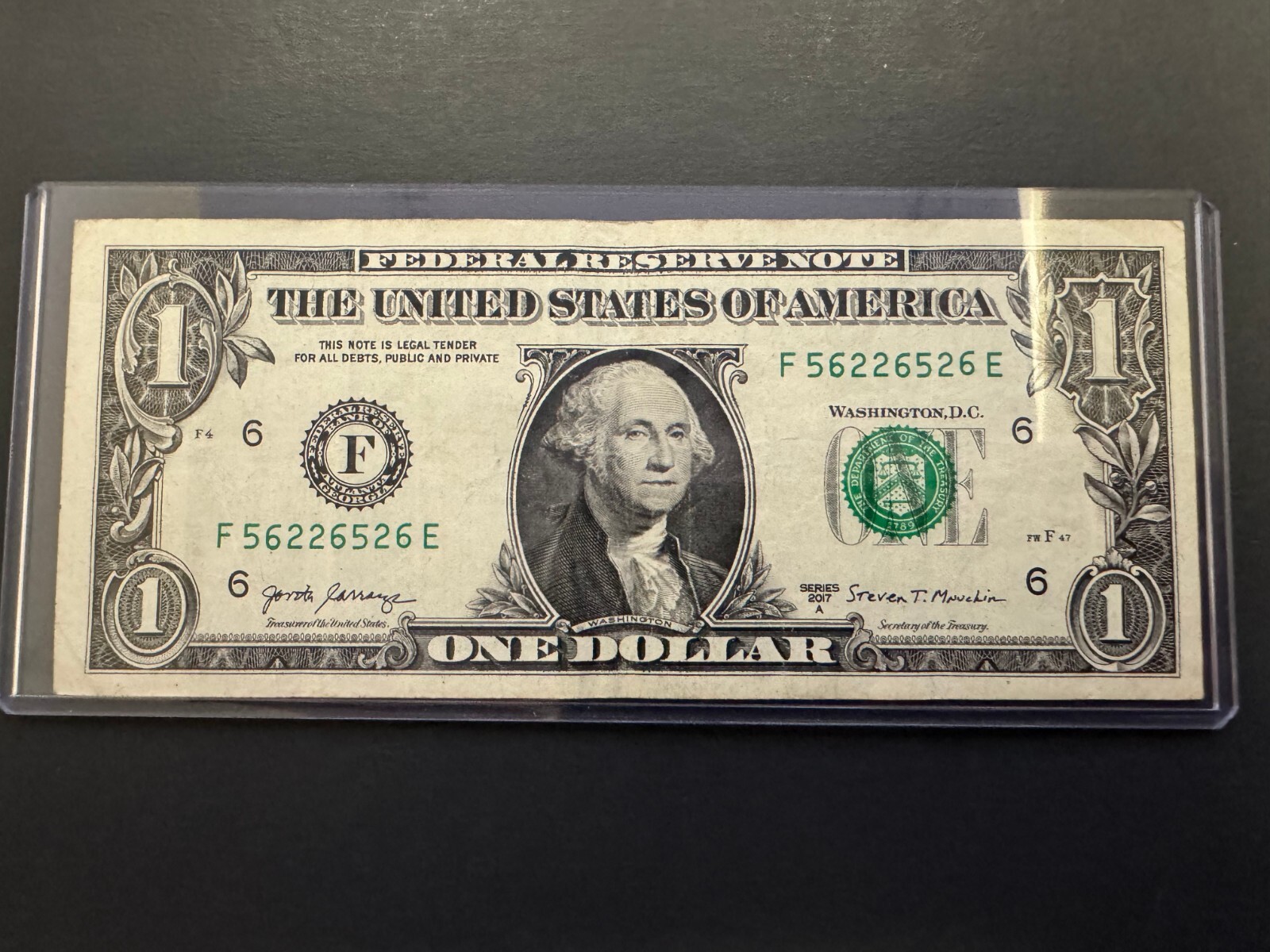 Trinary Fancy Serial Number $1 Note F56226526E | eBay