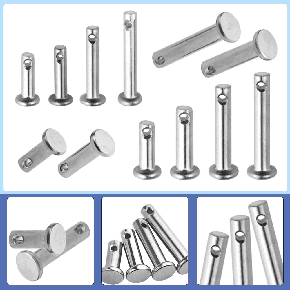 60 PCS Clevis Pin Assortment Kit 12 Sizes Stainless Steel Flat Head ...