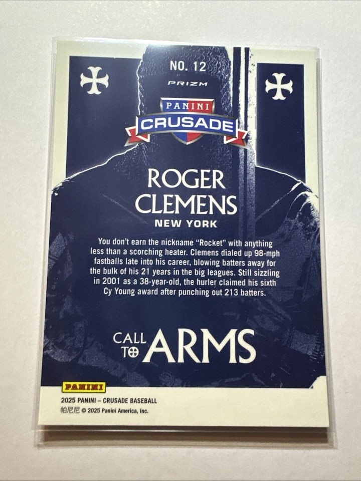ROGER CLEMENS 2025 Panini Crusade CALL TO ARMS #12 Yankees | eBay