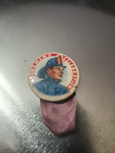 VINTAGE FIREMENS CELEBRATION FIREMAN CELLULOID PINBACK BADGE PIN | eBay
