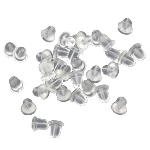 200 Pcs Transparent Ear Plug Earring Backs Plastic Earplugs Soft Clear ...