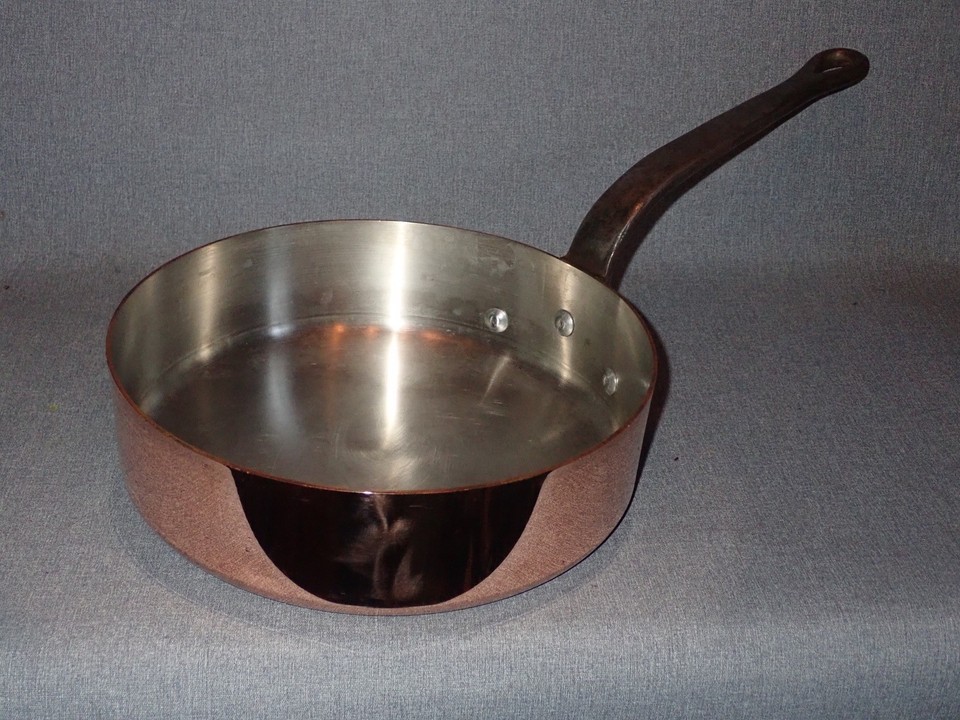 Vintage 9.75” French Copper Sauté Pan Stainless Steel Lined 2.25mm Le ...