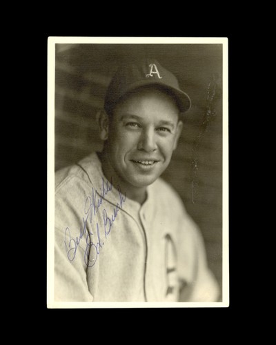 Ed Busch 1943-45 Philadelphia A's SS SIGNED 4x6 George Brace Photo (d ...