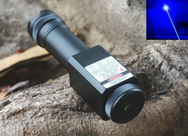 Waterproof Focusable Super Powerful 465nm Blue Laser Pointer LED Torch ...