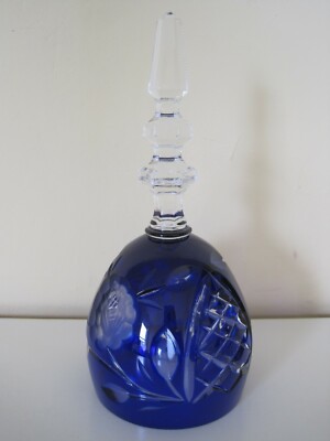 1960s Vintage Cut to Clear Cobalt Blue Lead Crystal Bell GERMANY - Tiny ...